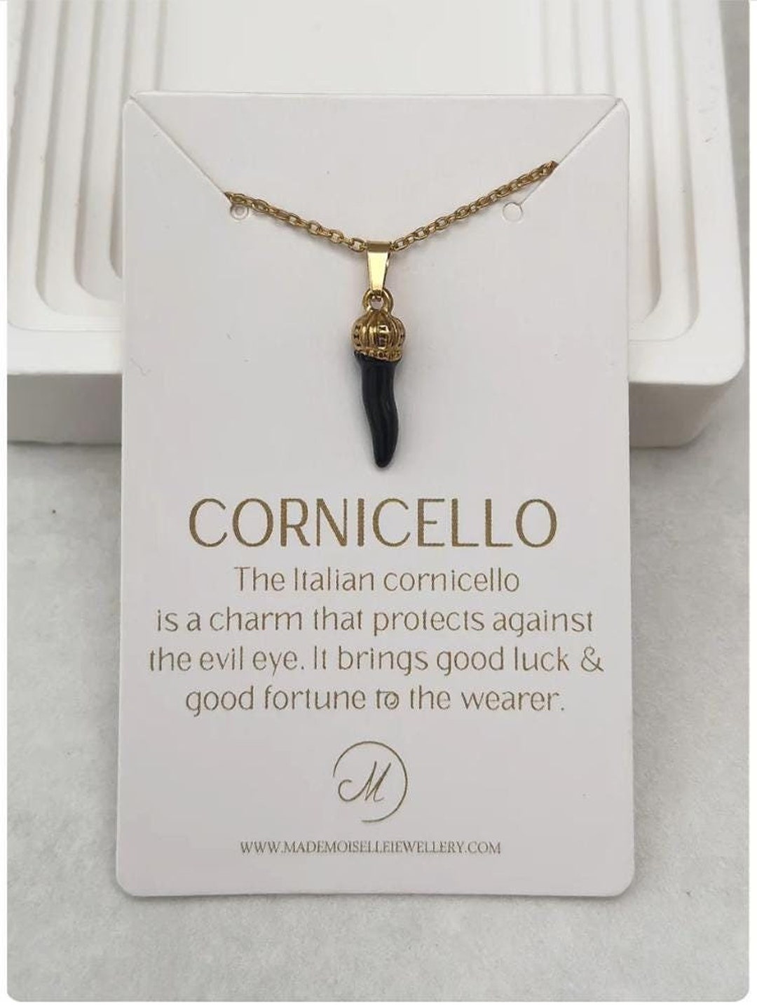 Italian Cornicello Crown Design Lucky Charm Black Horn Amulet for Luck ...