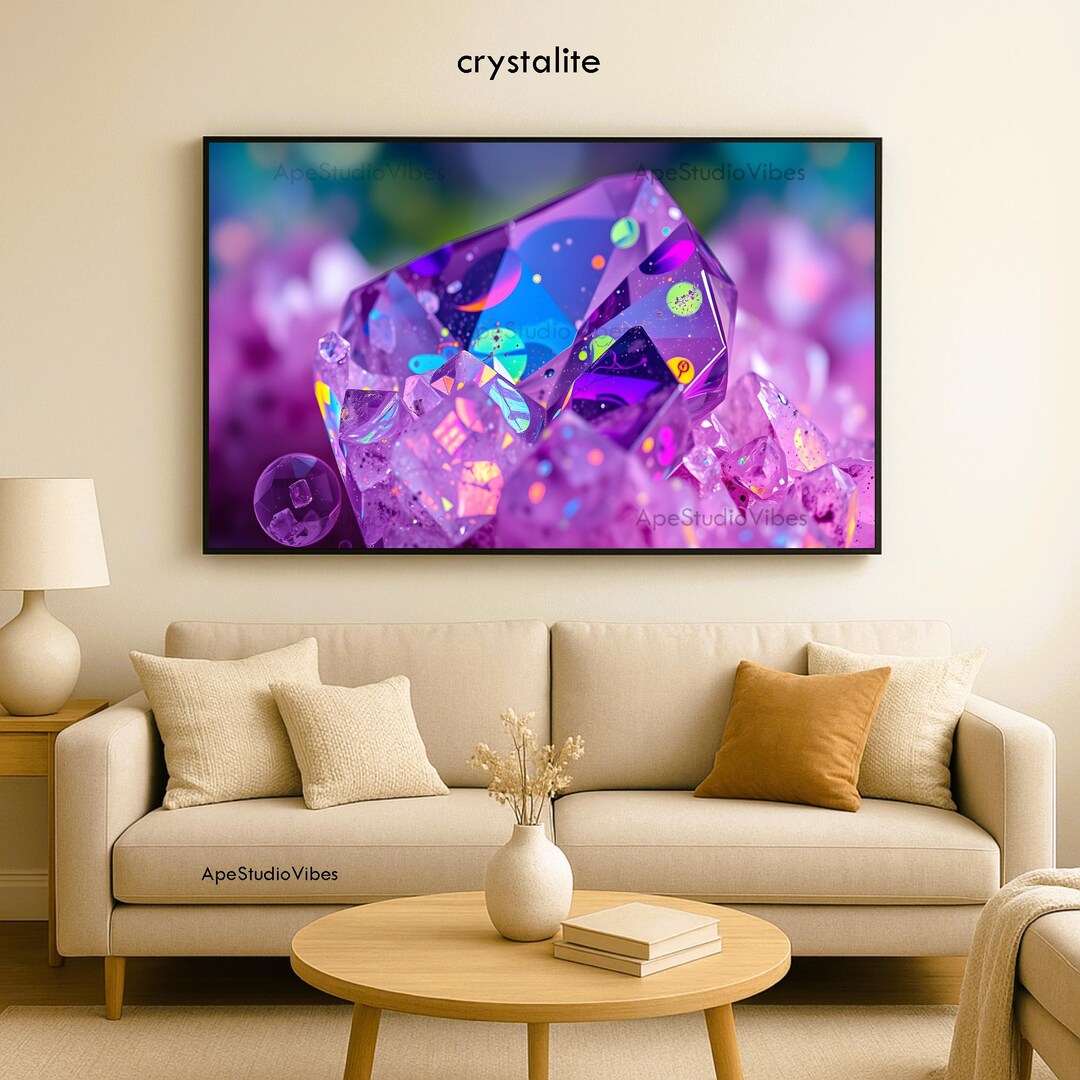 Pink Crystal Frame TV Art: Glowing Gem Abstract (digital Download ...