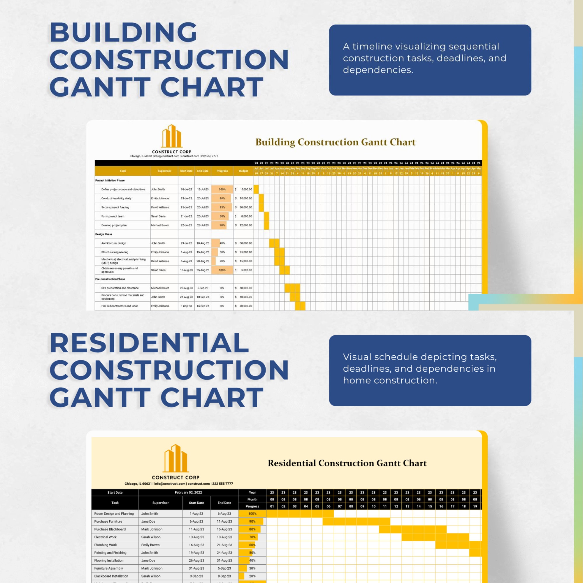 10+ Construction Gantt Chart Template Bundle Design in Excel Format ...