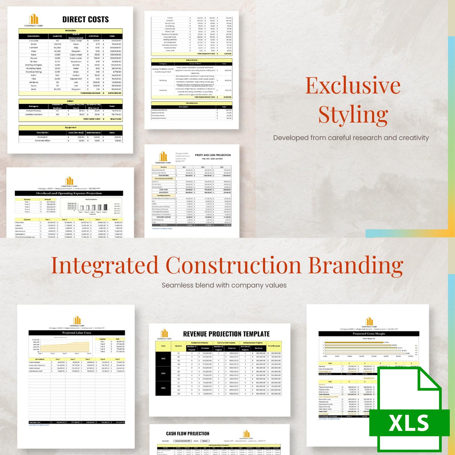 15+ Construction Financial Projections Template Bundle Design in Excel ...