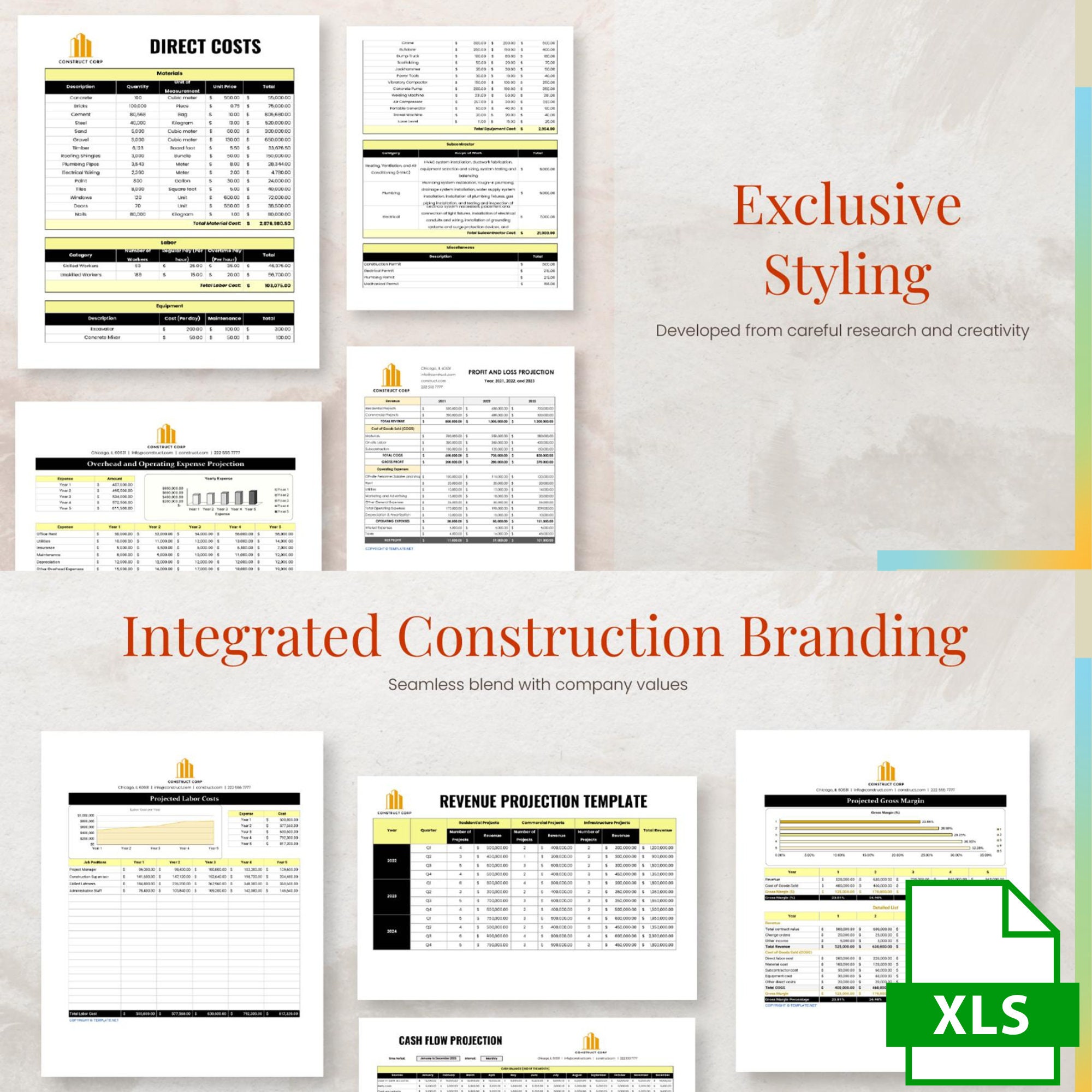 15+ Construction Financial Projections Template Bundle Design in Excel ...