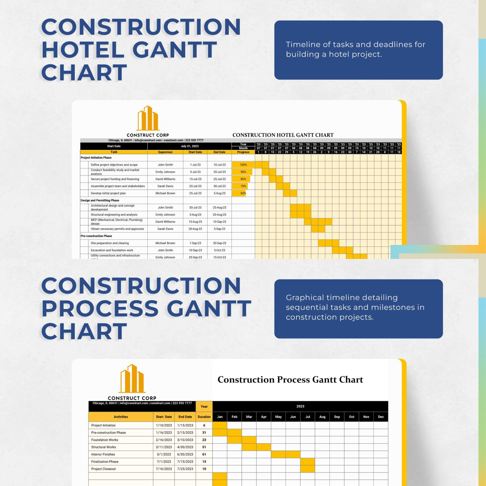 10+ Construction Gantt Chart Template Bundle Design in Excel Format ...
