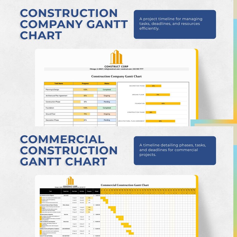 10+ Construction Gantt Chart Template Bundle Design in Excel Format ...
