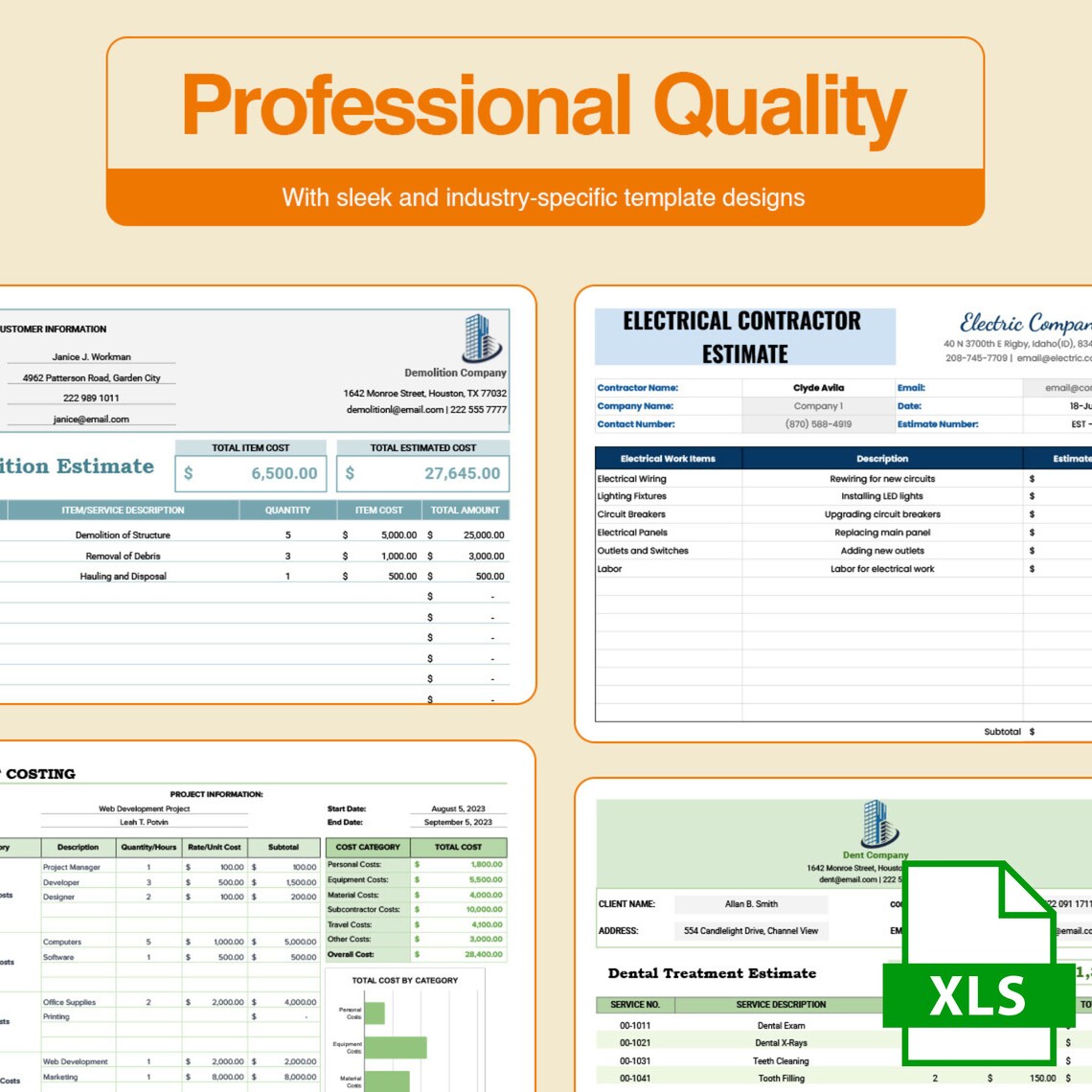 40 Ultimate Estimation Template Bundle Design in Excel Format. Easily ...