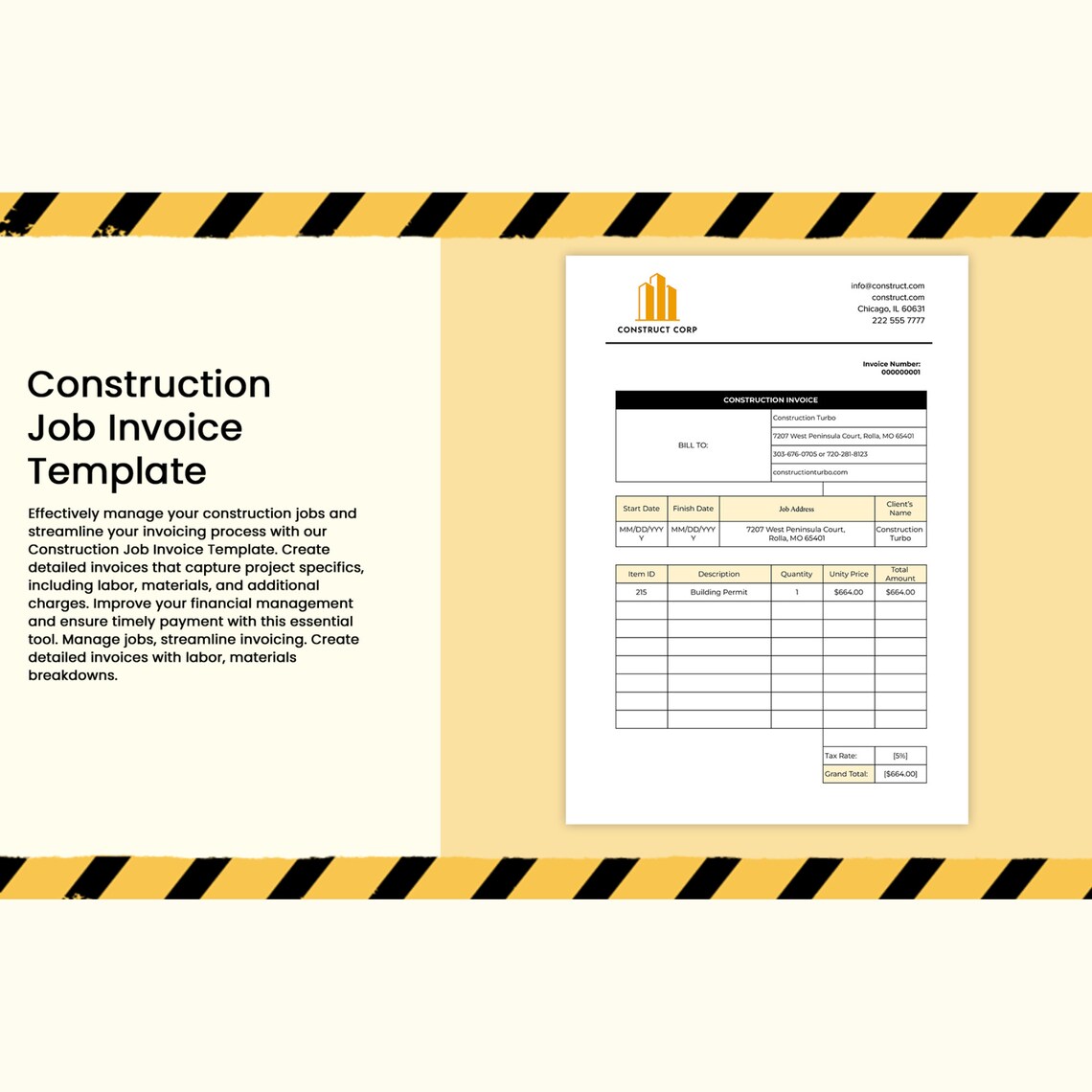 10 Construction Invoice Template Bundle Design in Excel Format. Easily ...