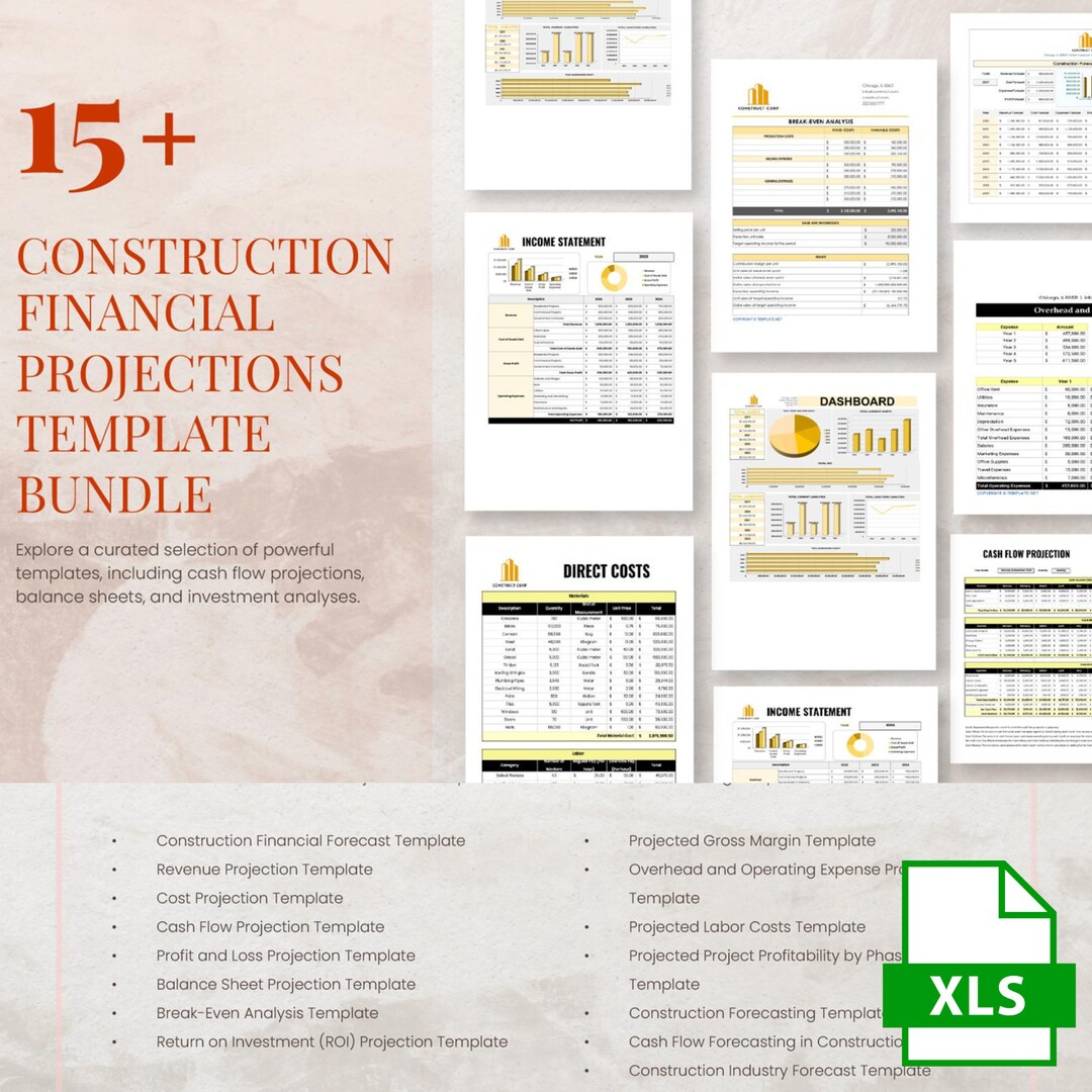 15+ Construction Financial Projections Template Bundle Design in Excel ...