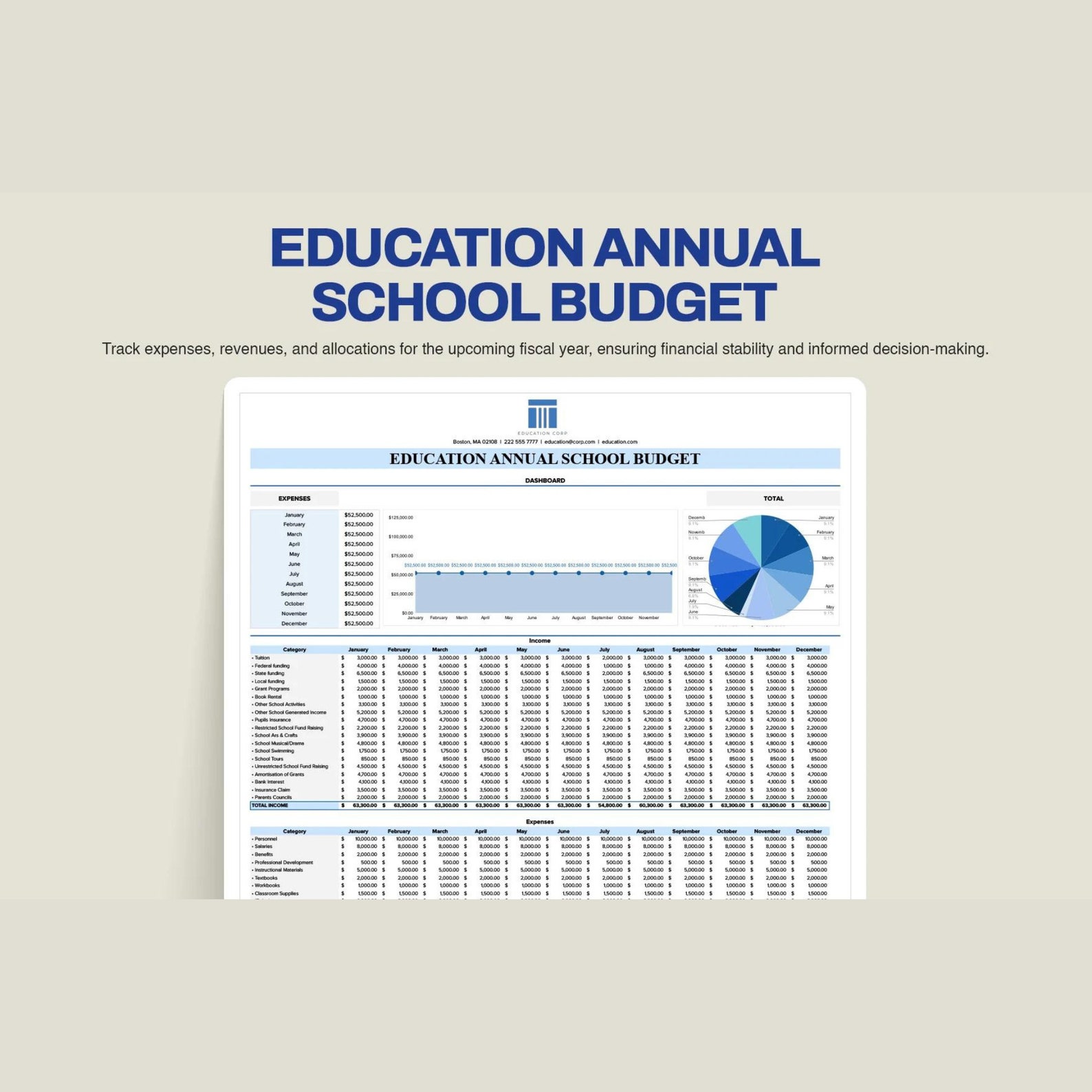 8 Education Budget Template Bundle Design in Excel Format. Easily ...