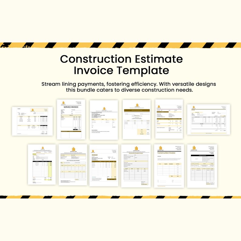 10 Construction Invoice Template Bundle Design in Excel Format. Easily ...