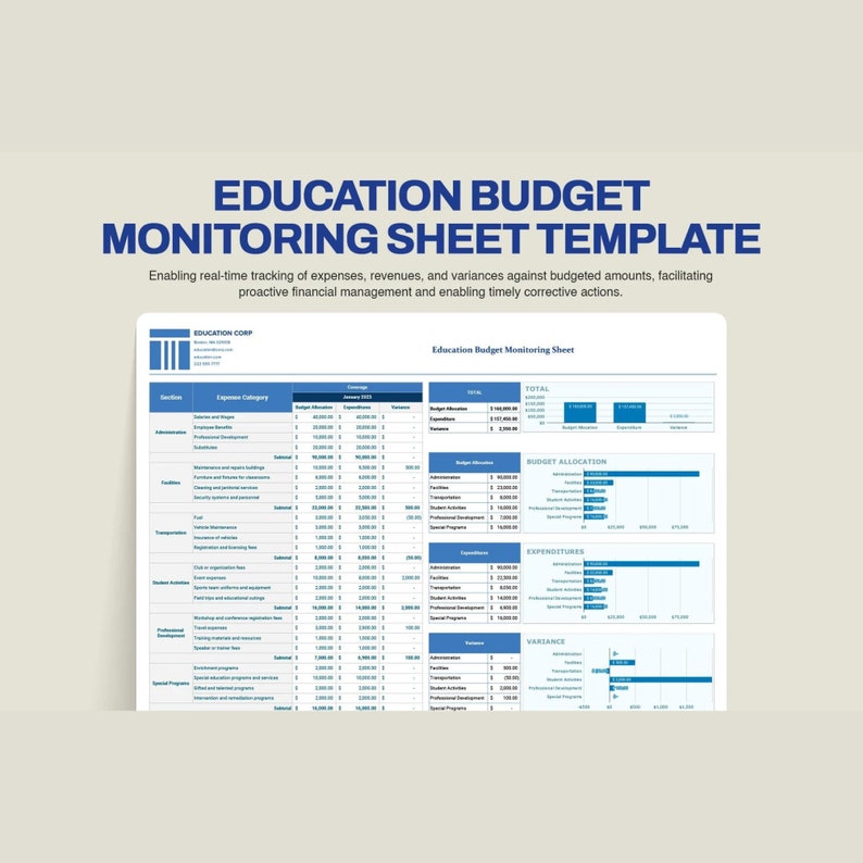 8 Education Budget Template Bundle Design in Excel Format. Easily ...