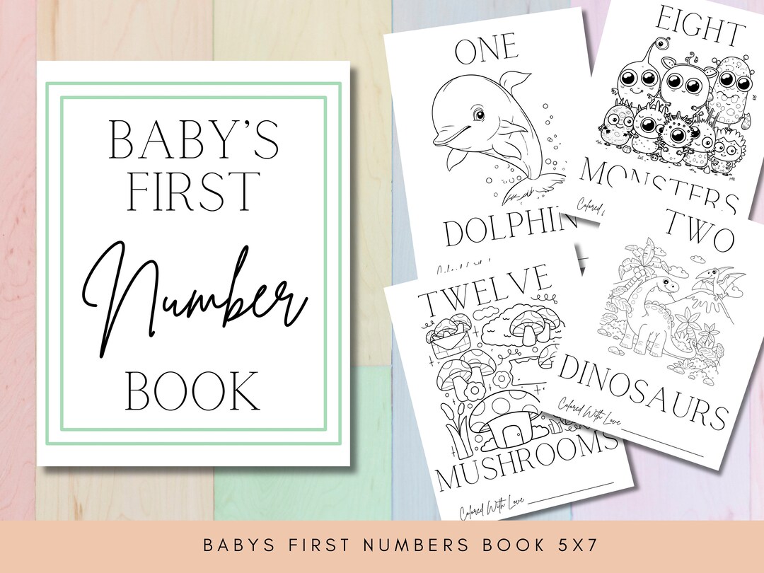 Baby's First Number Book Baby Shower Game, 5x7 Coloring Baby Shower ...