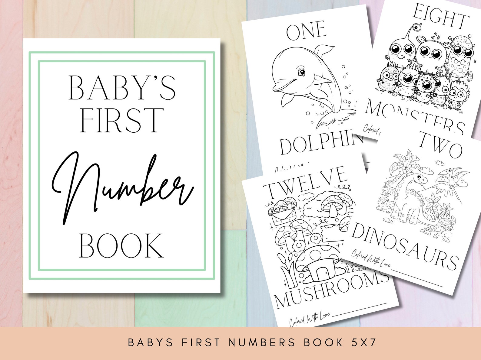 Baby's First Number Book Baby Shower Game, 5x7 Coloring Baby Shower ...