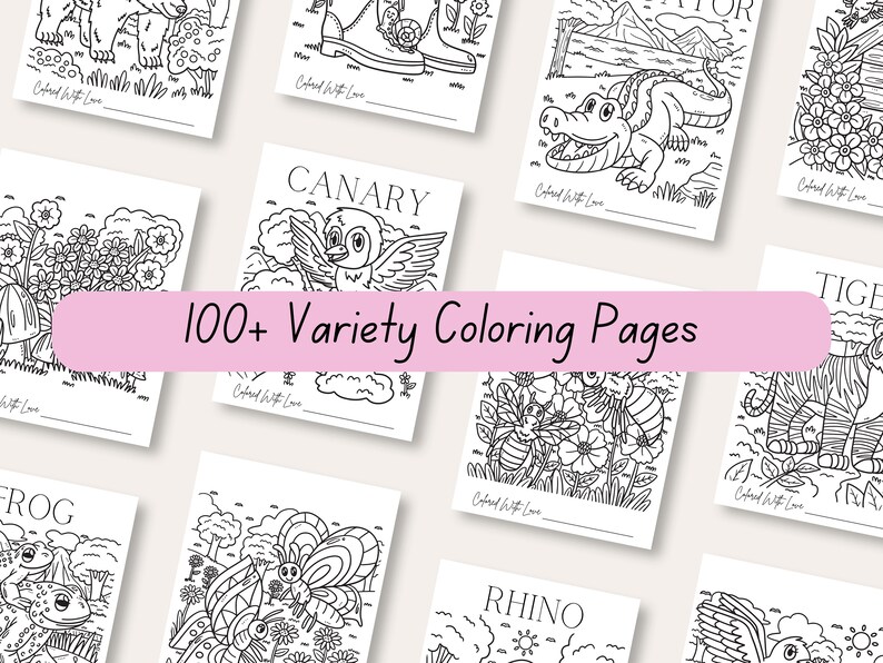Kids Coloring Pages, Coloring Page Bundle, Coloring Gifts, Coloring ...