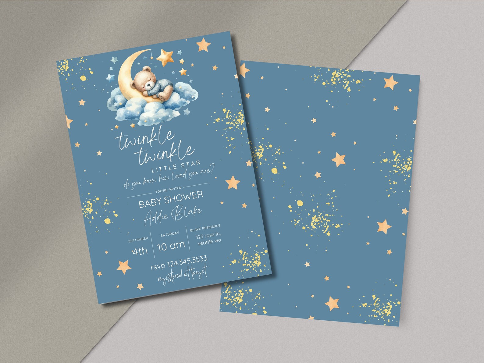 Bear Moon and Star Baby Shower Invitation | Editable Teddy Bear Theme ...