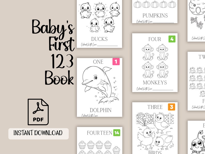 1-25 Baby's First Number Book Baby Shower Game, Coloring Baby Shower ...