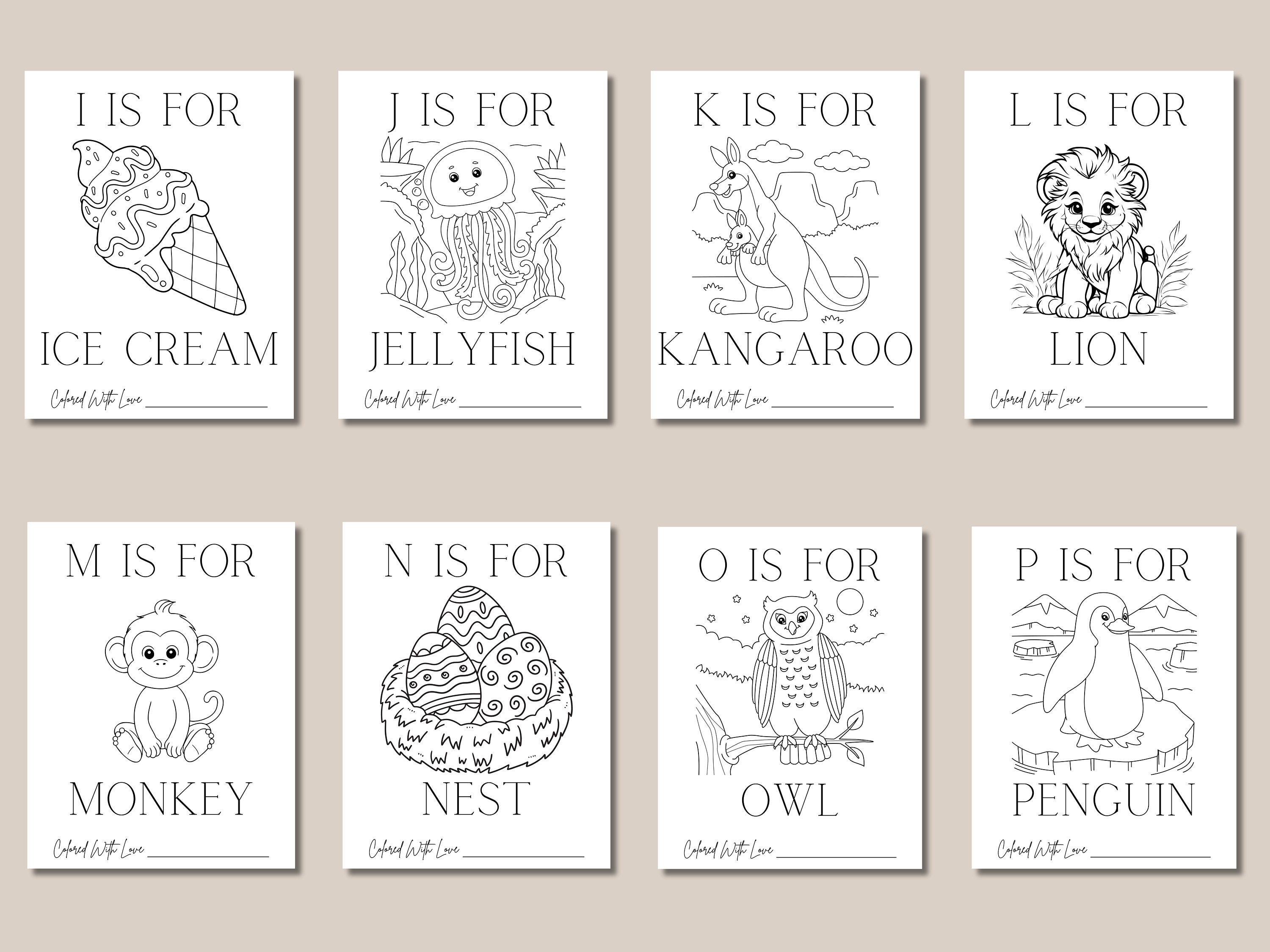 52 PAGES ABC Baby Shower Coloring Book, Baby's First ABC Book, Baby ...