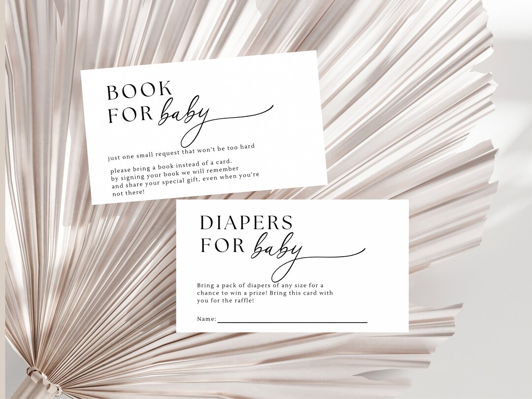 Baby Shower Invitation Inserts, Minimalist Baby Shower, Diaper Raffle ...