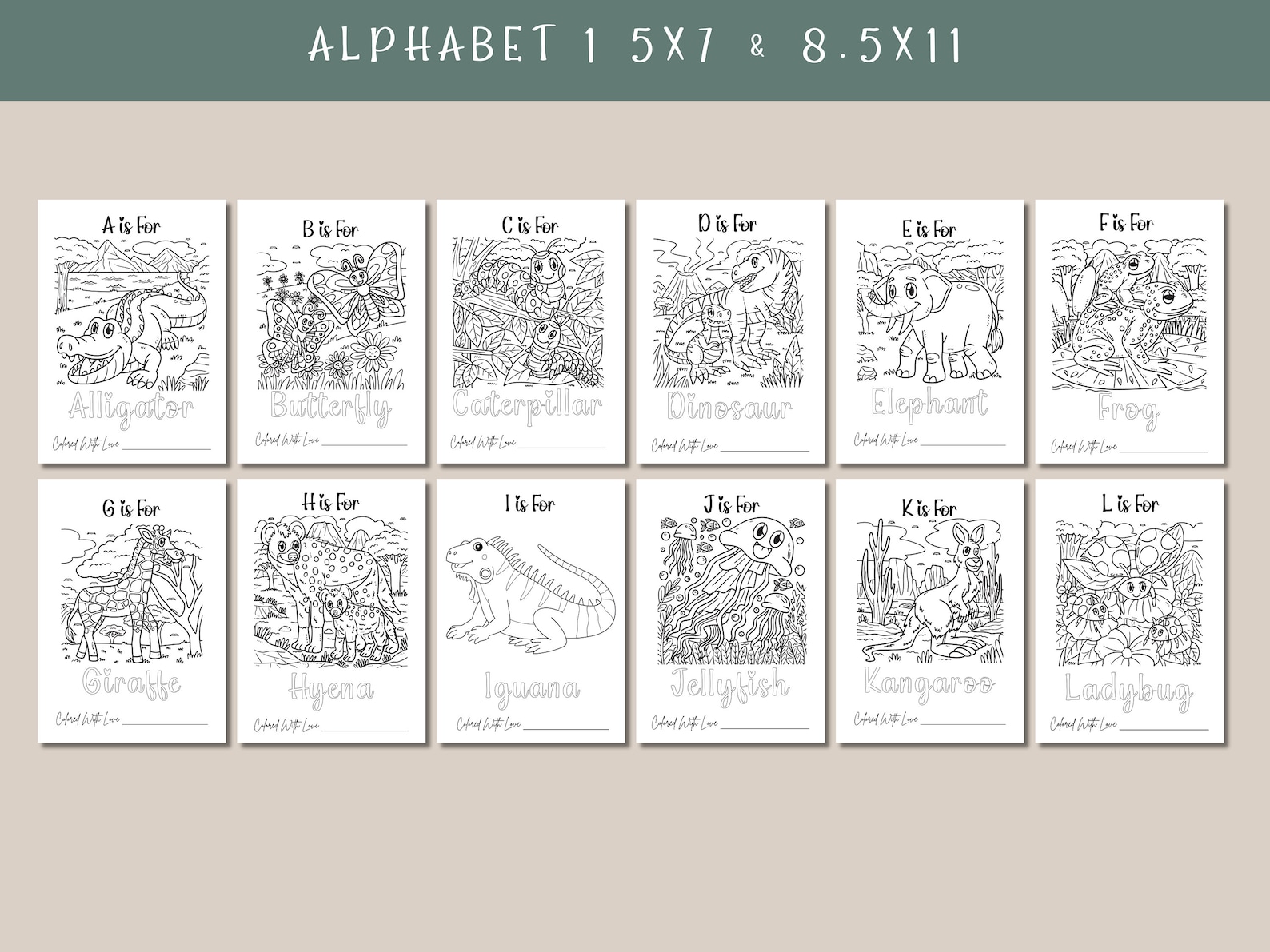 52 PAGES ABC Baby Shower Coloring Book, Baby's First ABC Book, Baby ...