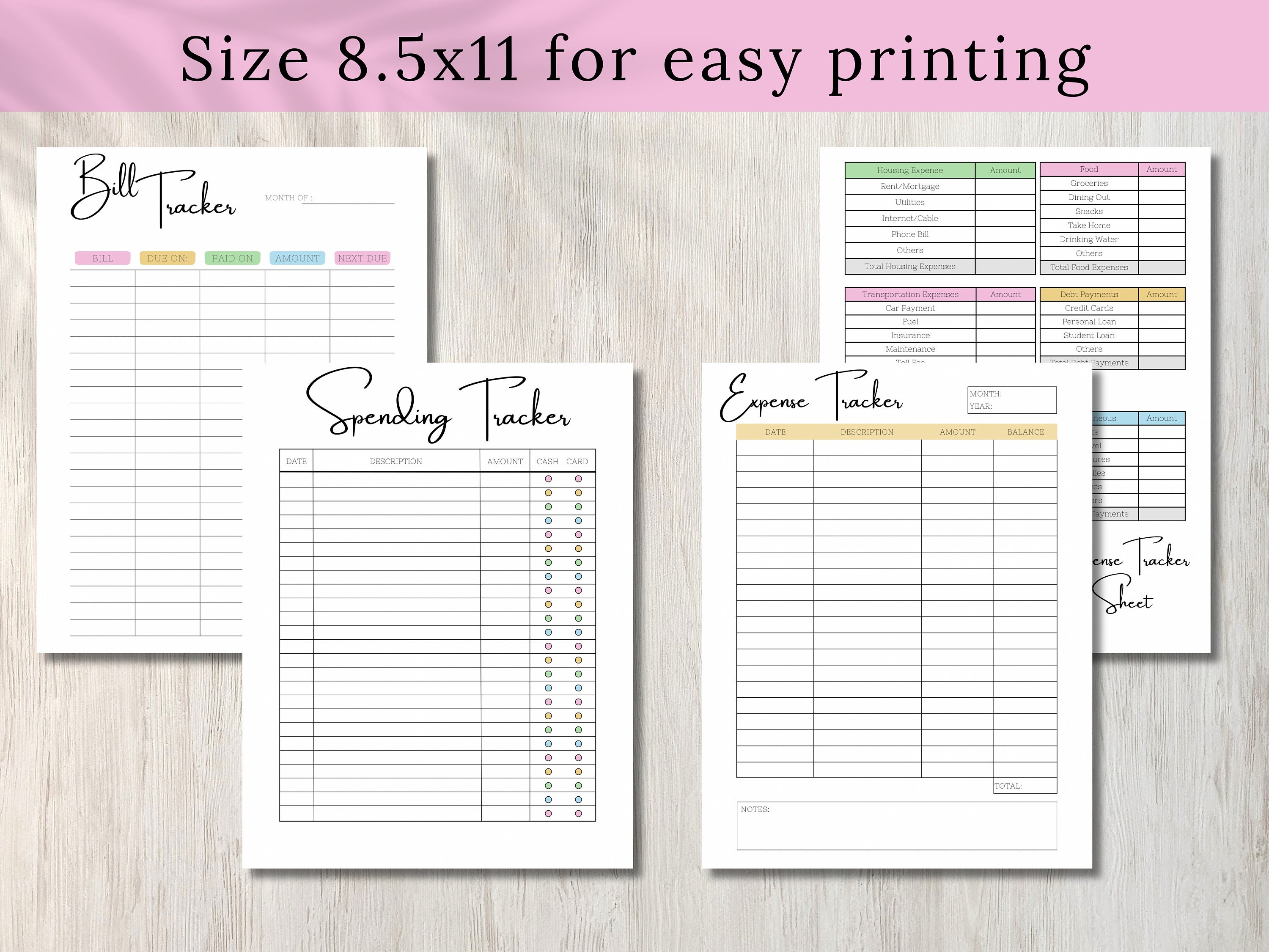 Monthly Bill Planner and Checklist, Monthly Bill Tracker, Bill Payment ...