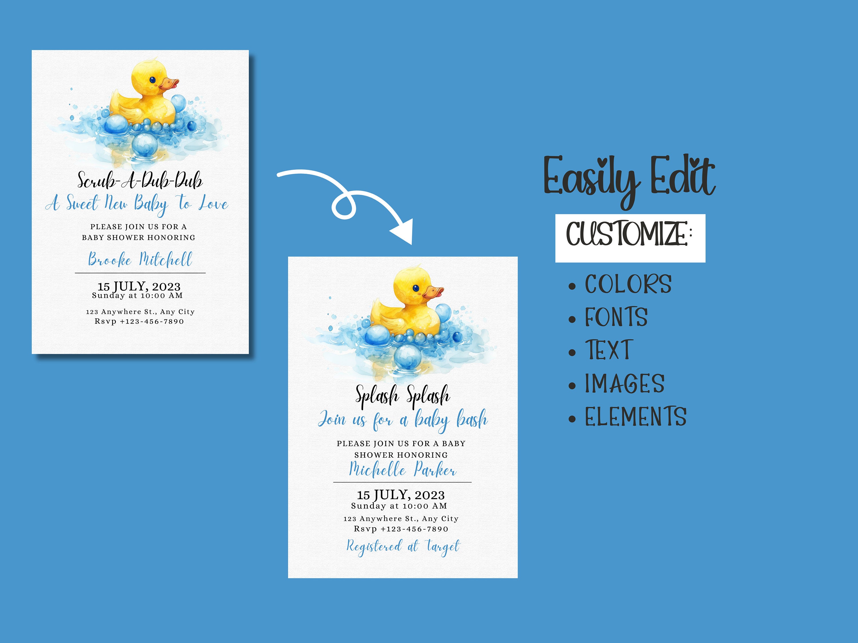 Splish Splash Rubber Ducky Invitation | Baby Bash | Rubber Duck Shower ...