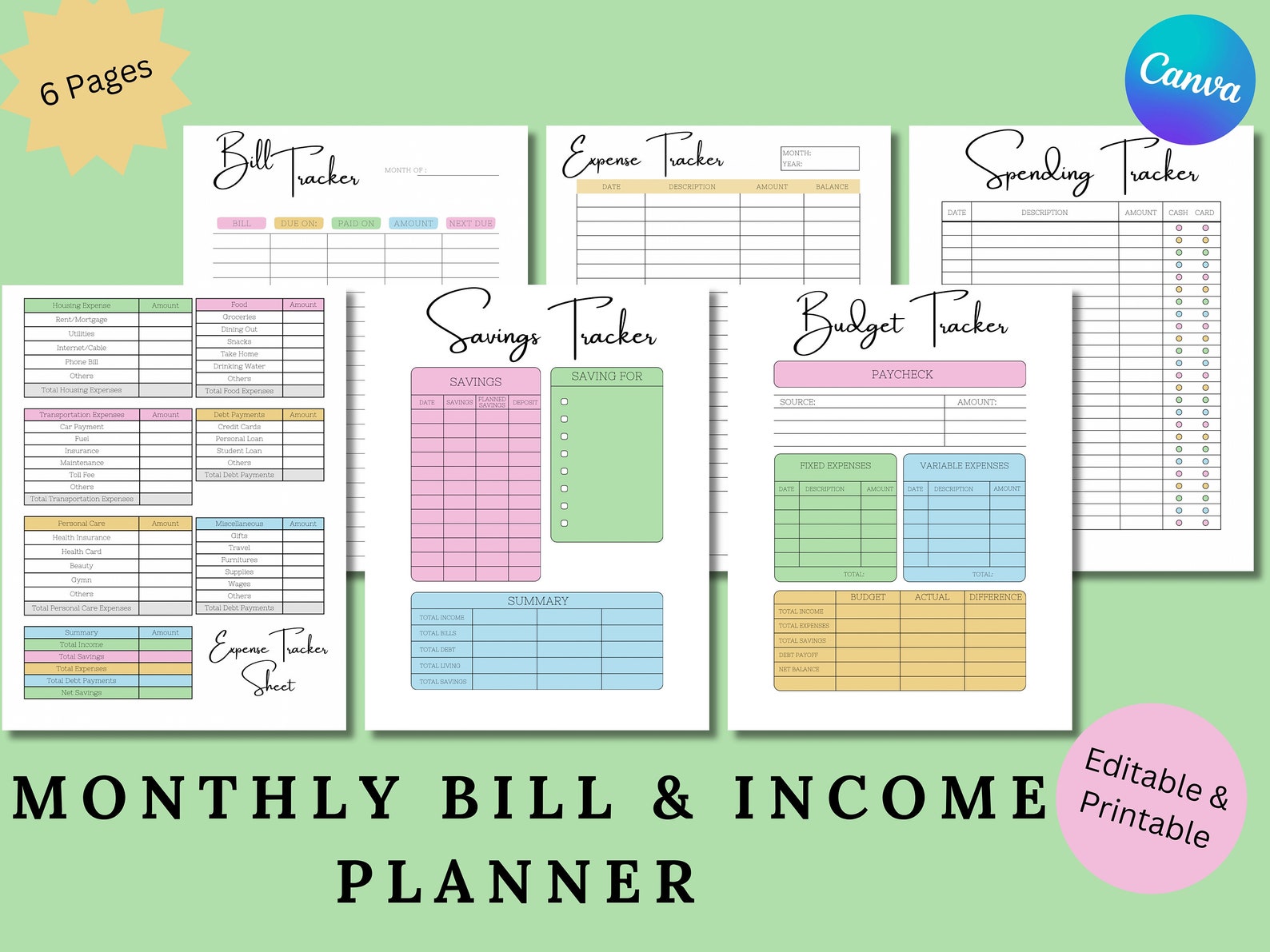 Monthly Bill Planner and Checklist, Monthly Bill Tracker, Bill Payment ...