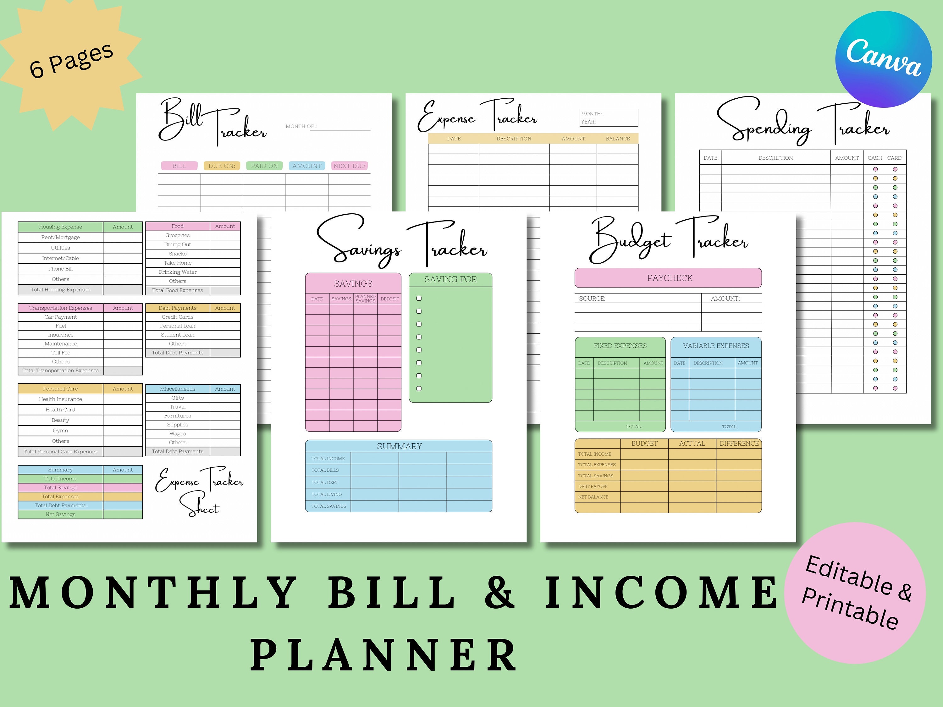 Monthly Bill Planner and Checklist, Monthly Bill Tracker, Bill Payment ...