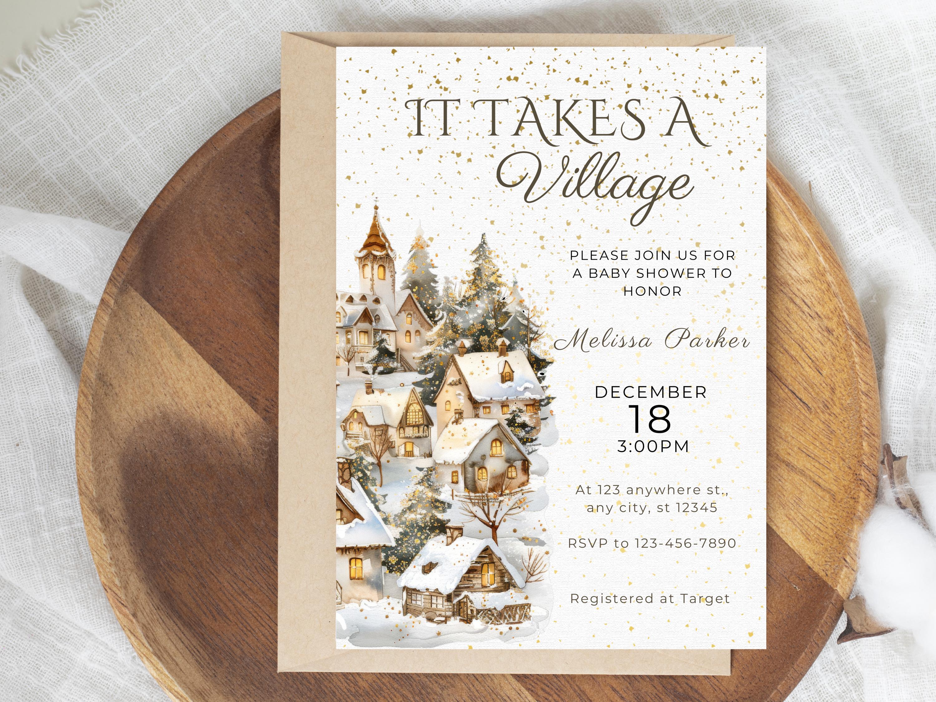 It Takes a Village Baby Shower Invitation | Printable Baby Shower ...