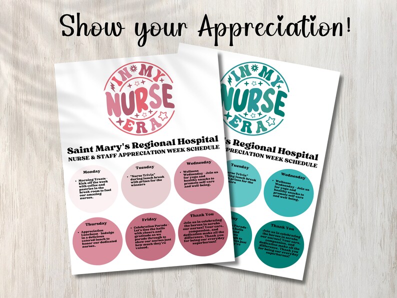 Nurse Appreciation Week Daily Activity Itinerary Flyer | Nurse ...