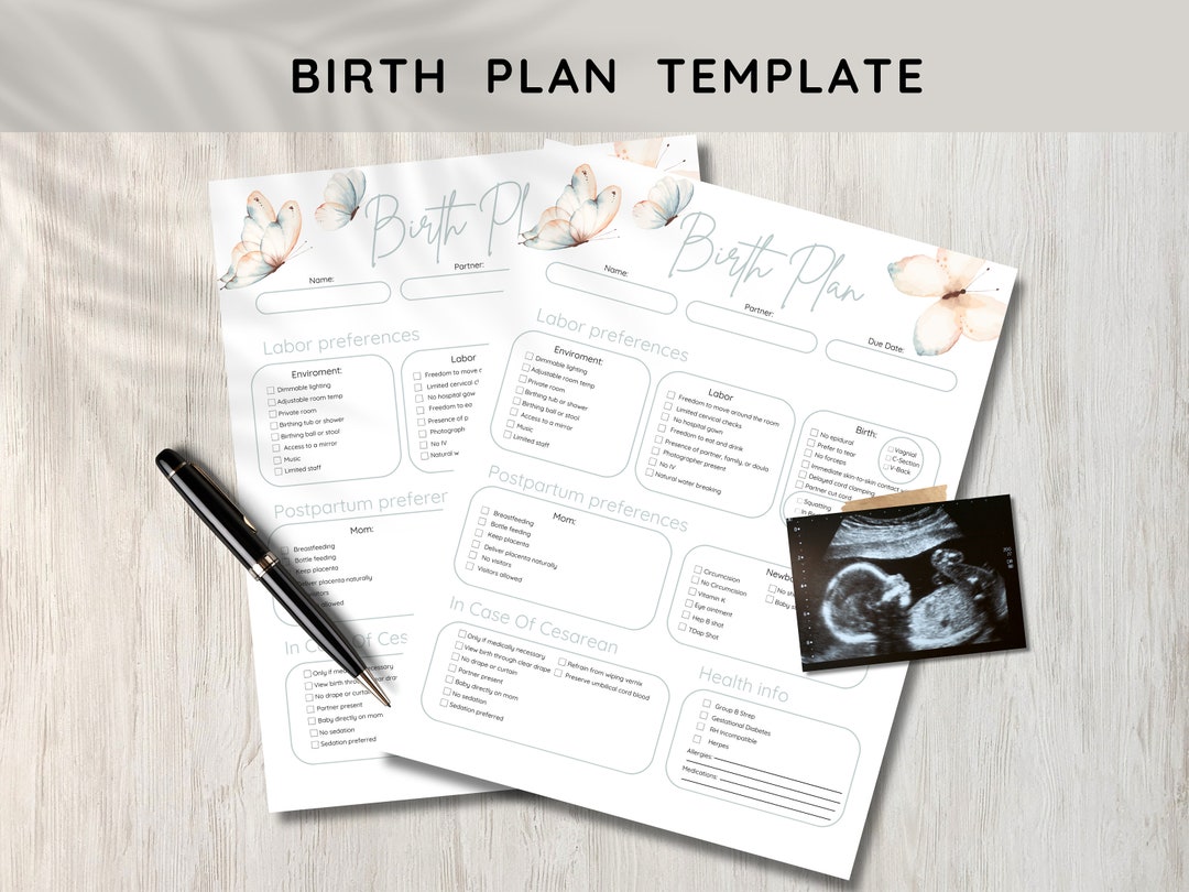 Editable Birth Plan Template, Pregnancy Planner, Labor and Delivery ...