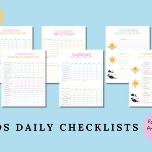 Printable Editable Daily Checklist for Kids | to Do List | Kids Daily ...
