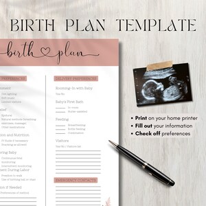 Natural Birth Plan | Birth Preferences | Birth Plan Editable | Birth ...