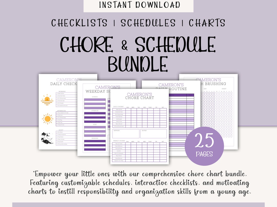 Ultimate Editable Kids Chore Chart Bundle, Kid Daily Checklist ...