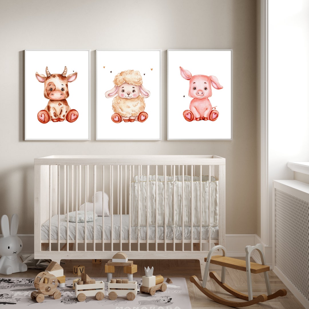 Baby Farm Animal Nursery Wall Art, Nursery Wall Decor, Nursery Art ...
