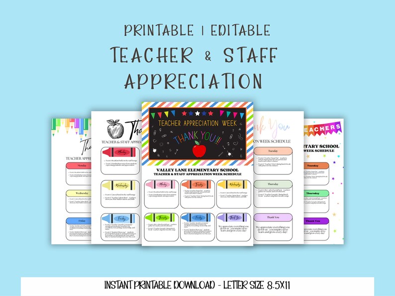 Teacher Appreciation Week Daily Activity Itinerary Flyer | Teacher ...