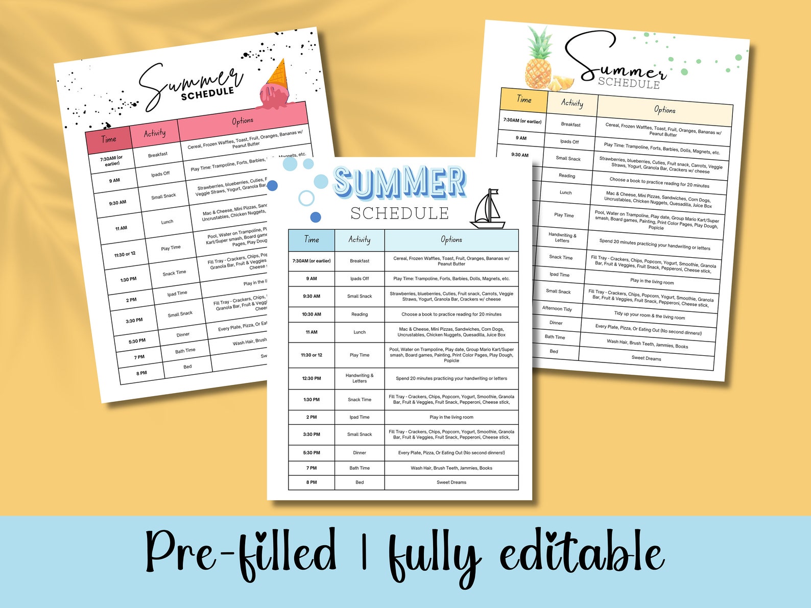 Summer Schedule, Chore Chart for Kids, Summer Routine, Editable Summer ...