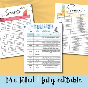 Summer Schedule, Chore Chart for Kids, Summer Routine, Editable Summer ...