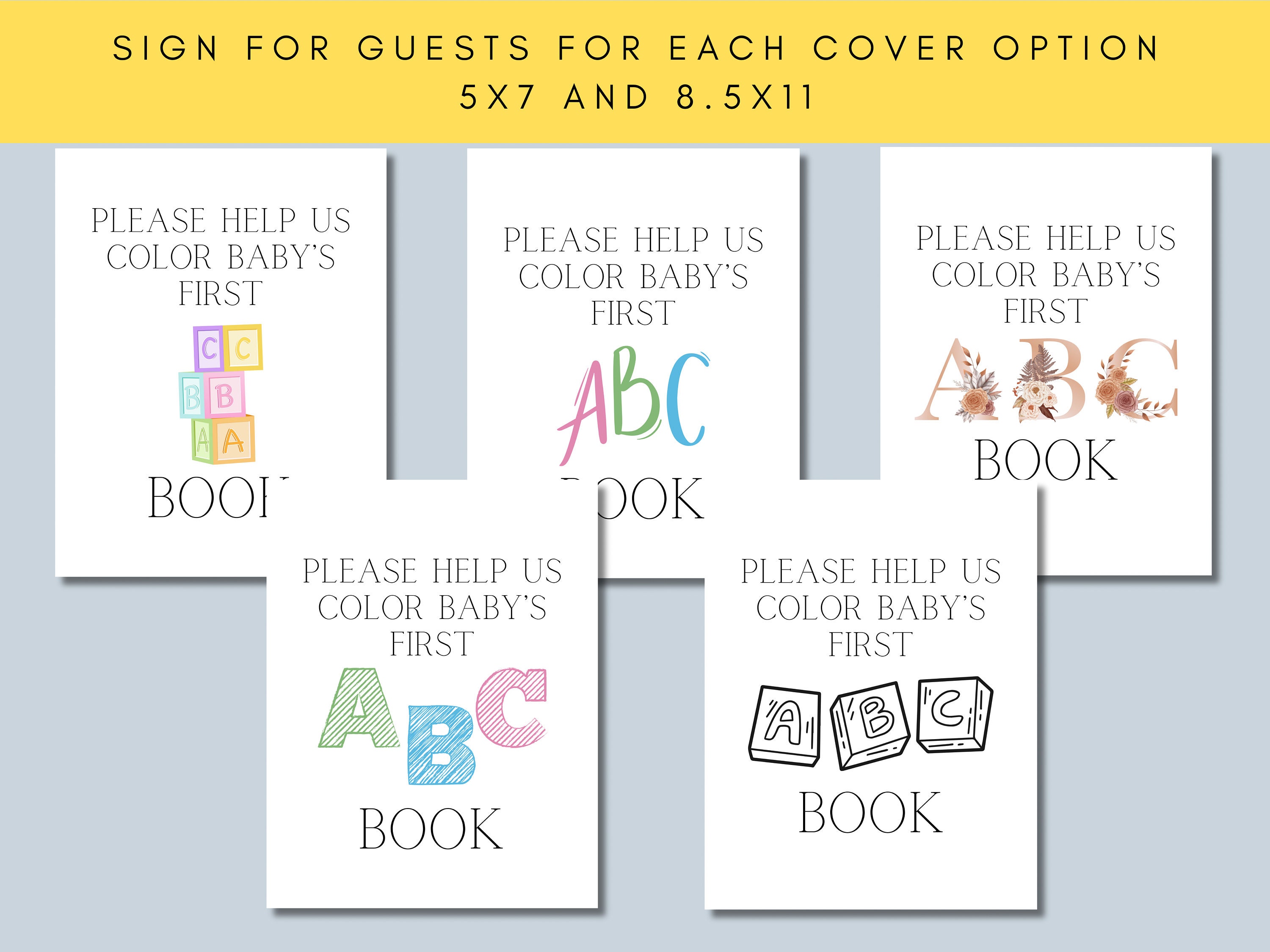 ABC Book Baby Shower Game, Baby Shower Coloring Pages, Coloring Baby ...