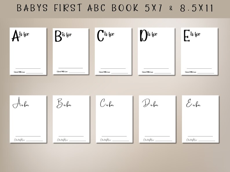 Blank ABC Book Baby Shower Game, Baby Shower Coloring Pages, Alphabet ...