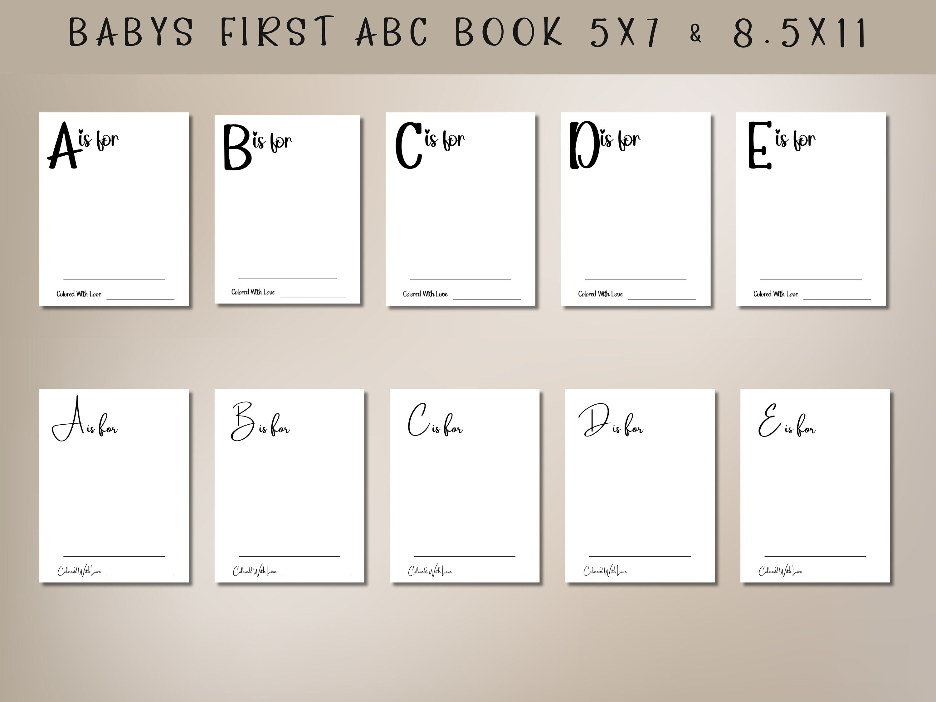 Blank ABC Book Baby Shower Game, Baby Shower Coloring Pages, Alphabet ...