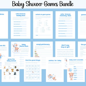 Baby Shower Game Bundle, Bear Baby Shower Games, Boy Baby Shower Games ...