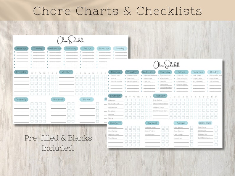 Cleaning Planner Adult Chore Chart Responsibility List House Zones ...