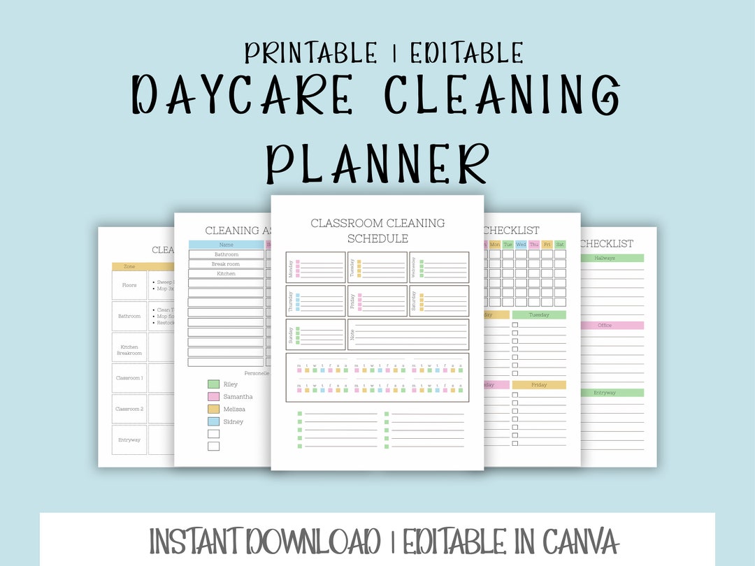 Daycare Cleaning Checklist | Daycare Cleaning Schedule | Childcare ...