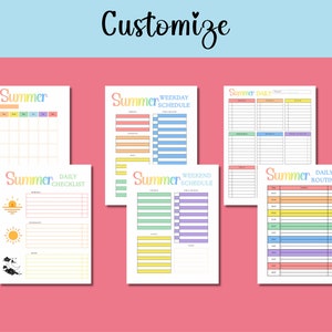 Summer Schedule, Chore Chart for Kids, Summer Routine, Editable Summer ...