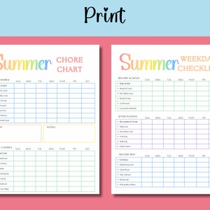 Summer Schedule, Chore Chart for Kids, Summer Routine, Editable Summer ...