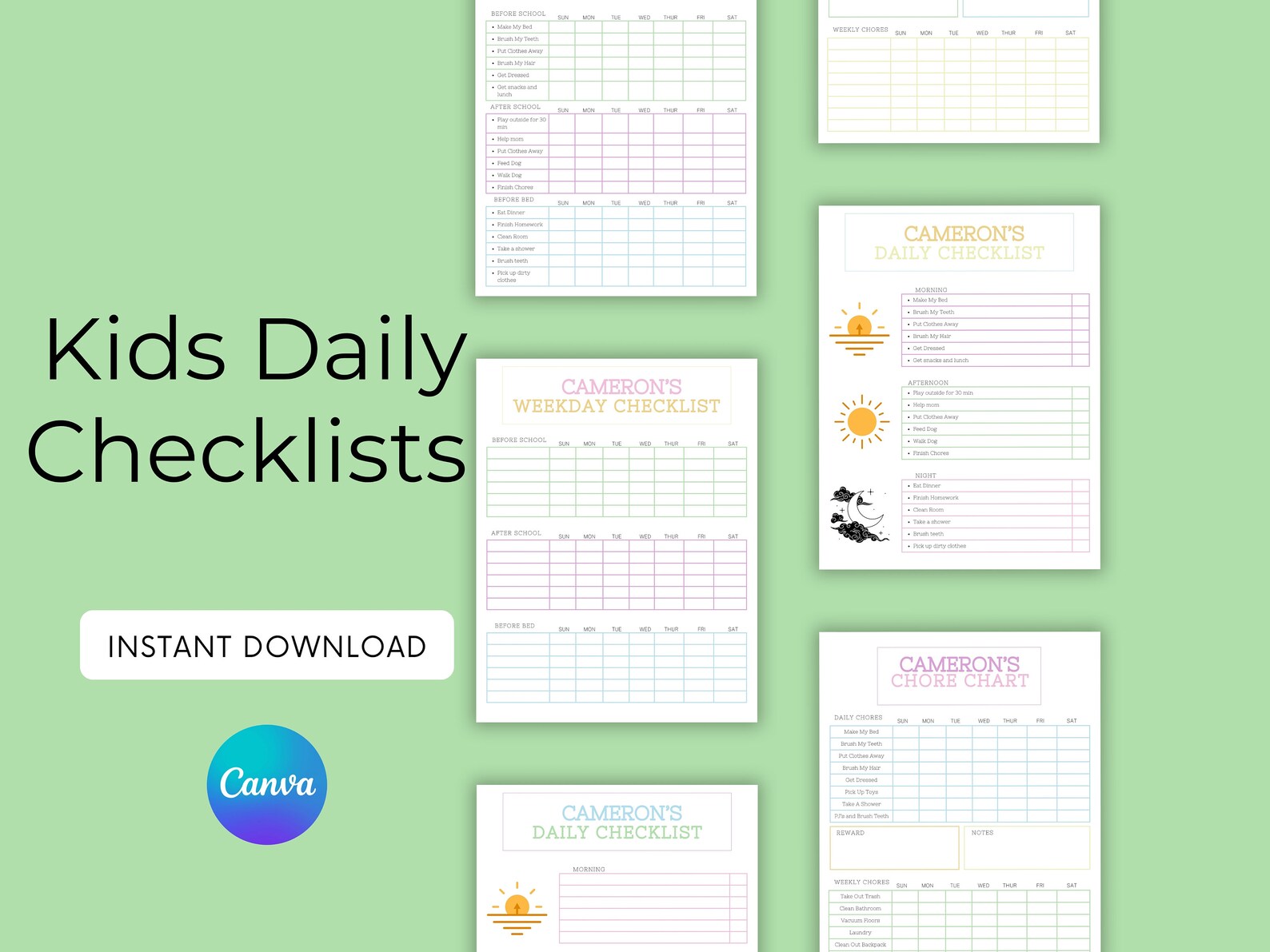 Printable Editable Daily Checklist for Kids | to Do List | Kids Daily ...