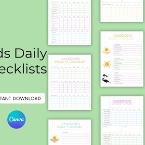 Printable Editable Daily Checklist for Kids | to Do List | Kids Daily ...