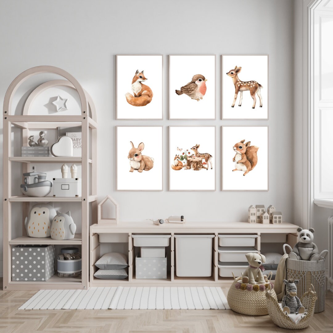 Woodland Animal Nursery Decor, Woodland Animals Print Set, Nursery Wall ...