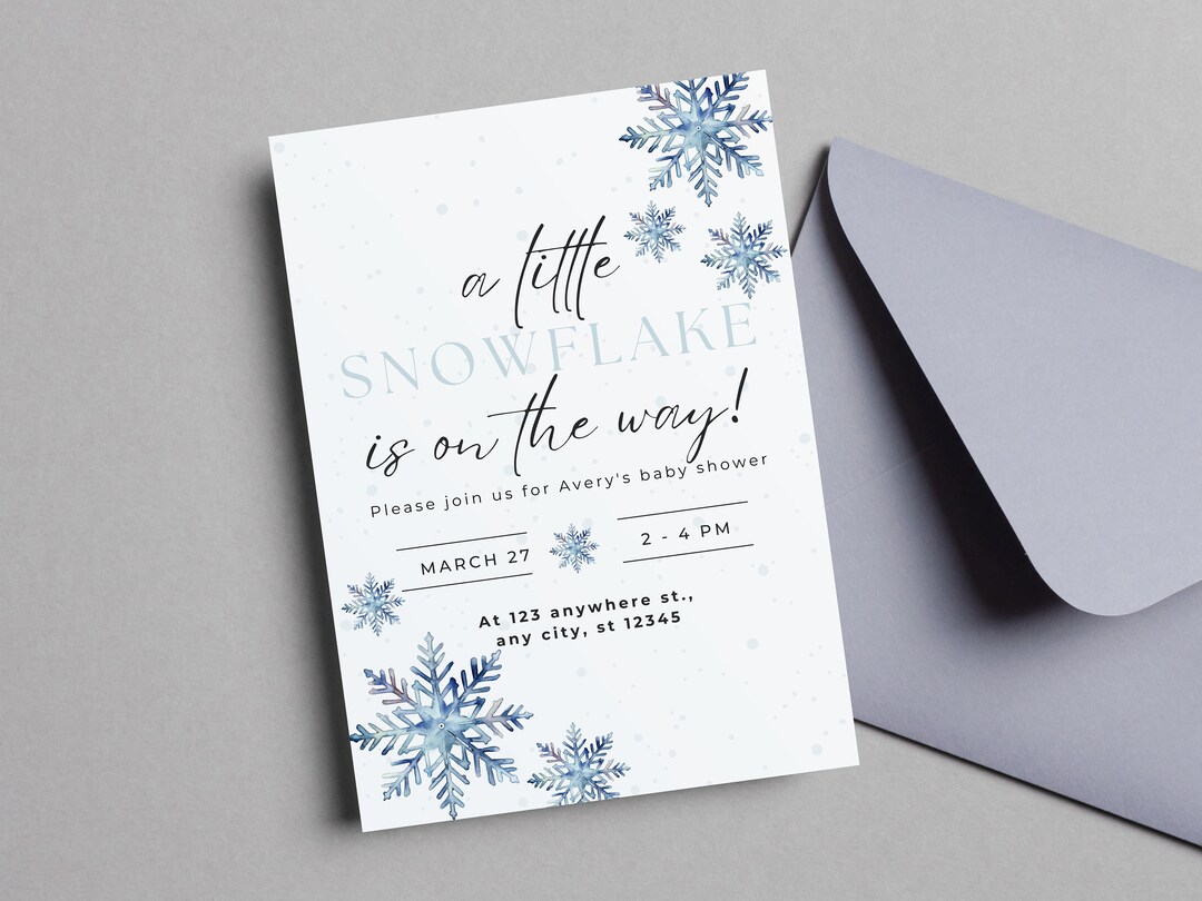 A Little Snowflake Baby Shower Invitation | Winter Wonderland Baby ...