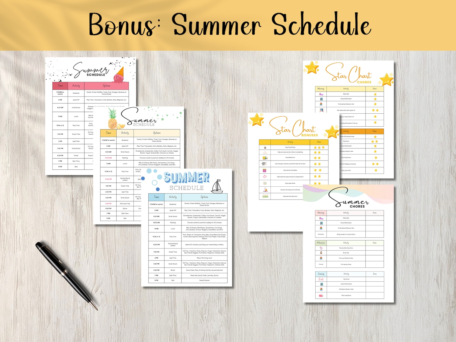 Summer Schedule, Chore Chart for Kids, Summer Routine, Editable Summer ...