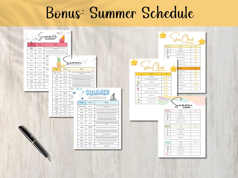 Summer Schedule, Chore Chart for Kids, Summer Routine, Editable Summer ...
