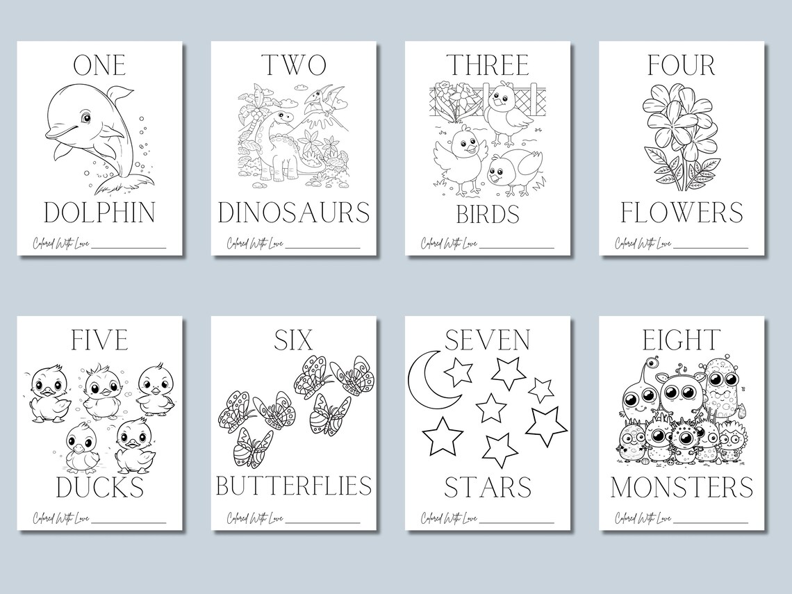 Baby's First Number Book Baby Shower Game, 5x7 Coloring Baby Shower ...